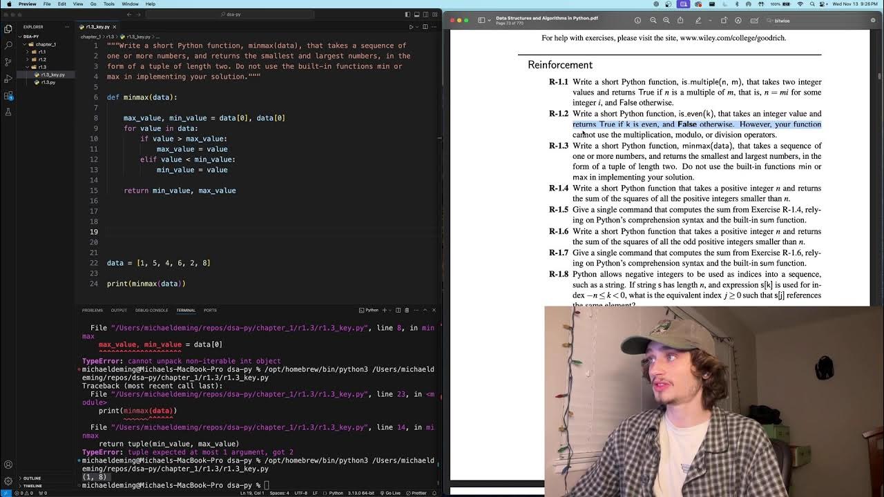 Teaching Myself Python LIVE 🔴 | Data Structures & Algorithms in Python | 11-13-2024 - YouTube