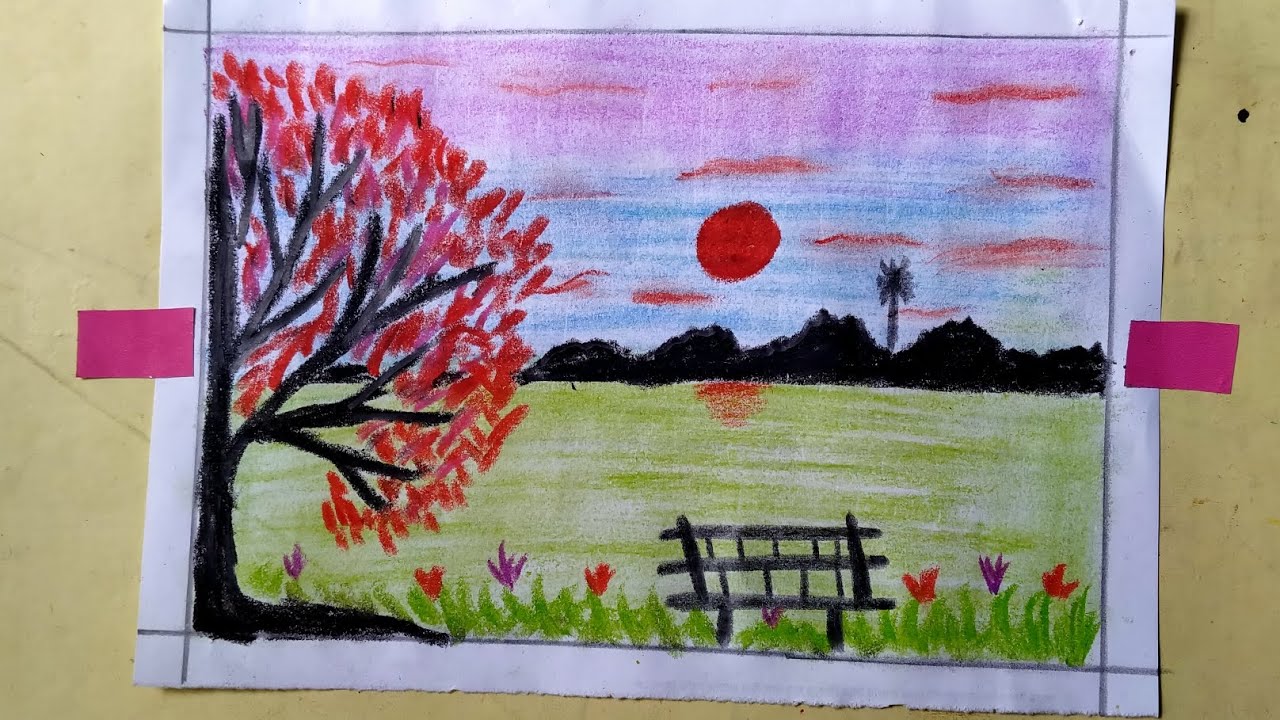 Easily senary disso chitto drawing. oil pastels color drawing - YouTube