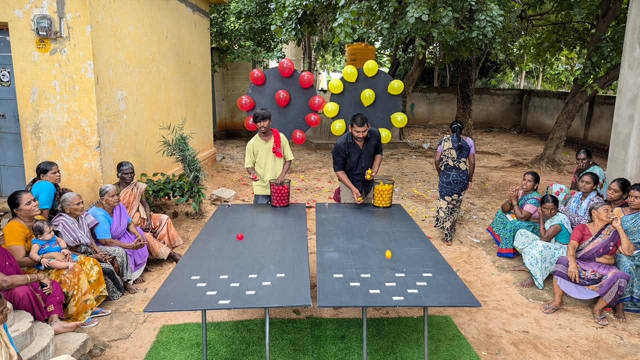 Stick ping pong balls to the tape and pop all balloons challenge ...