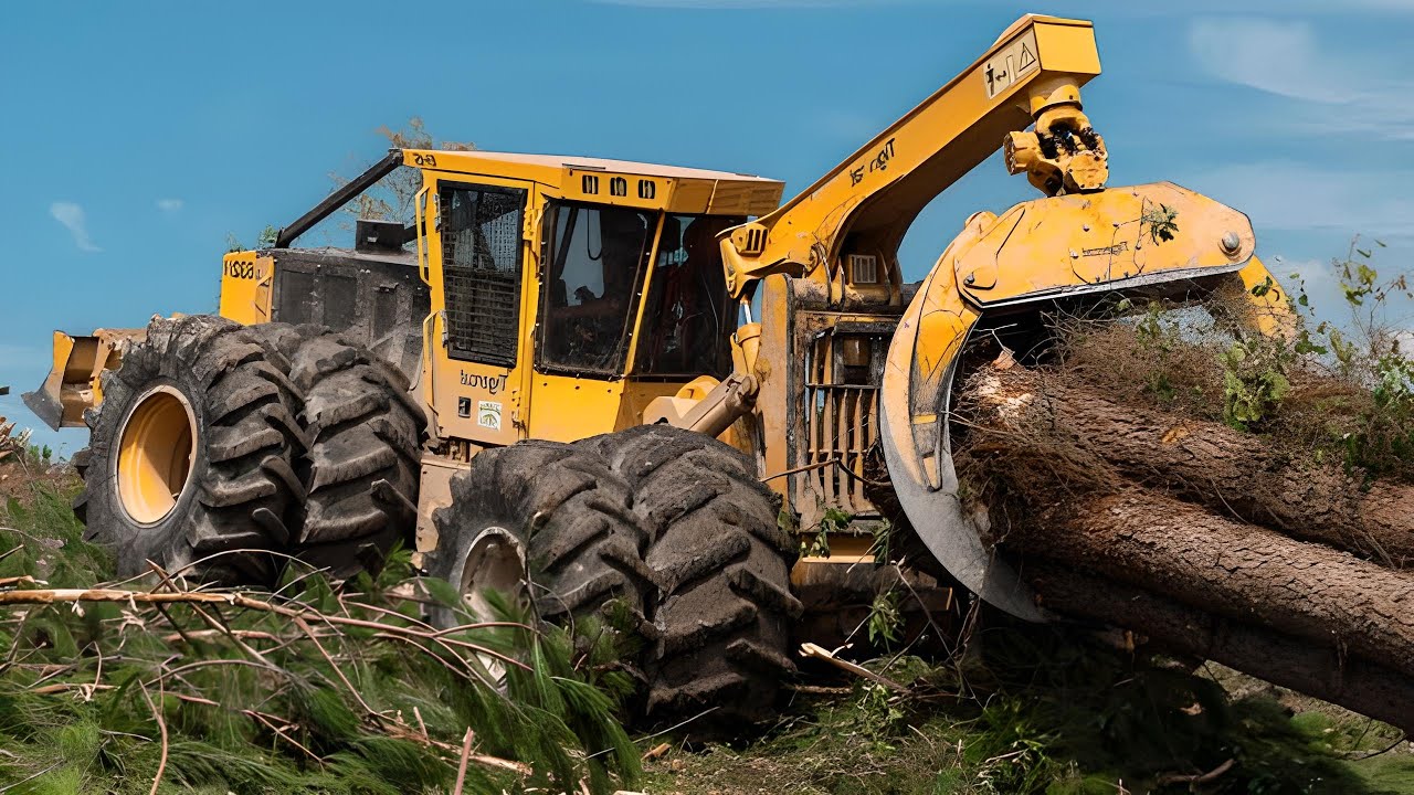 🔥Big Excavator tigercat Load Wood Material handling excavators Truck ...