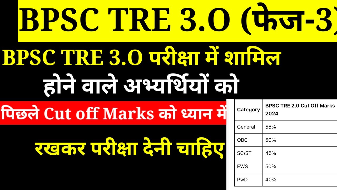 BPSC TRE 3.O Exam में शामिल होने वाले अभ्यर्थियों के लिए जरूरी जानकारी|BPSC TRE 3.O Cut off ...