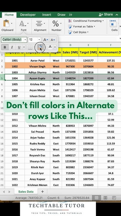 Don’t Fill Colours in Alternate rows like this!! Use MOD Function #excel #shorts #exceltutorial ...