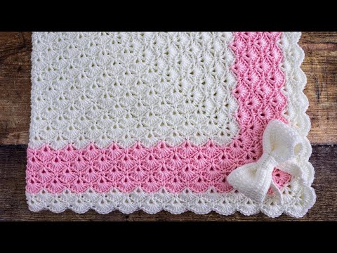 🥰 Yuvarlak Kabuk Dikişli Bebek Battaniyesi 🎀 (GÜZEL Dev Büyükanne Kare Modeli!)
