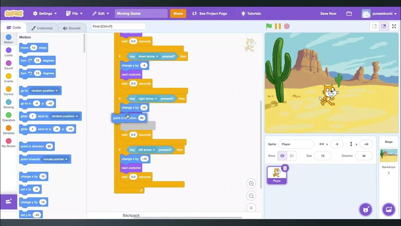 Moving Game Tutorial in Scratch [Movements and Touching] - YouTube