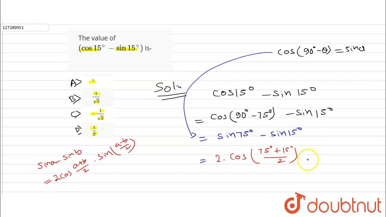 The Value Of cos 15 sin 15 Is YouTube the-value-of-cos-15-sin-15-is-youtube