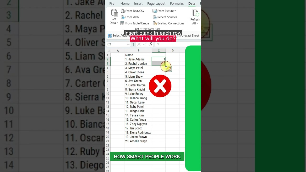 INSERT BLANK IN EACH ROW shorts shortvideo excel smart insert row INSERT BLANK IN EACH ROW shorts shortvideo excel smart insert row