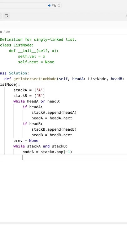 Leetcode 160 Intersection Of Two Linked Lists Coding Python