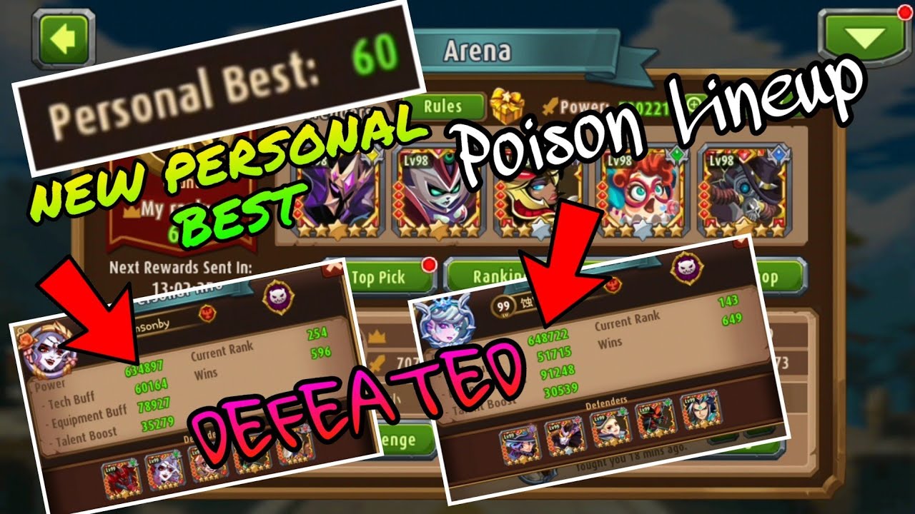 Magic Rush: New Personal Best Rank 60 | Poison Lineup | No Rank ...