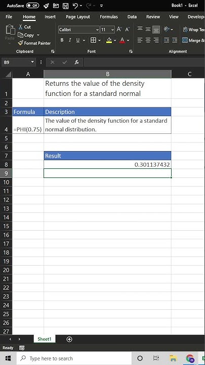 #shorts PHI Density Function Microsoft Excel Tutorial - YouTube