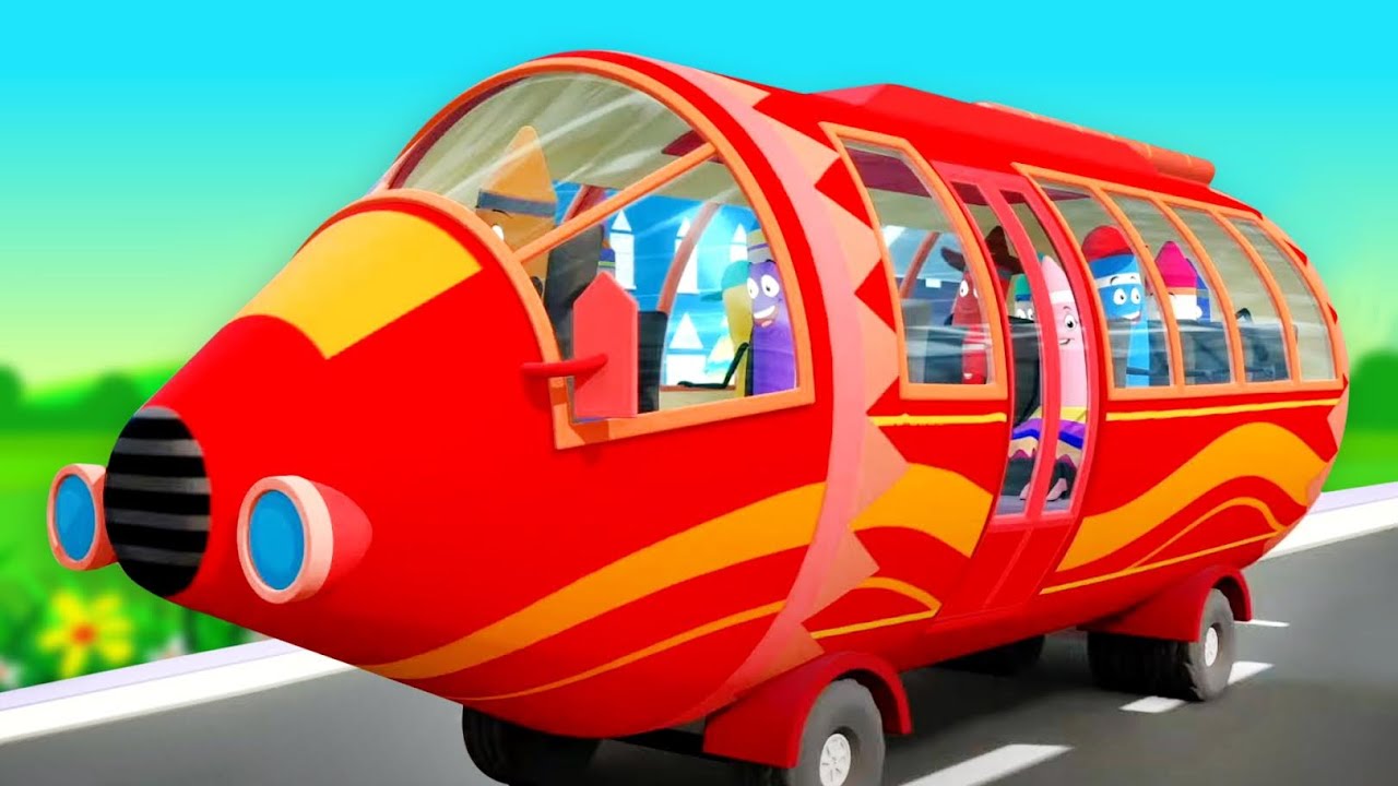 Wheels On The Bus Go Round And Round, Vehicle Song and Nursery Rhymes ...
