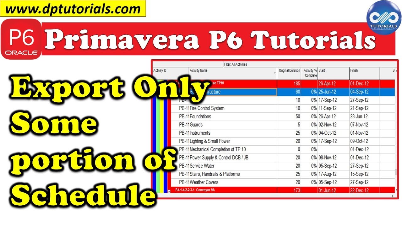 How To Export Only Some Portion Of A PRIMAVERA P6 Schedule YouTube How To Export Only Some Portion Of A PRIMAVERA P6 Schedule YouTube