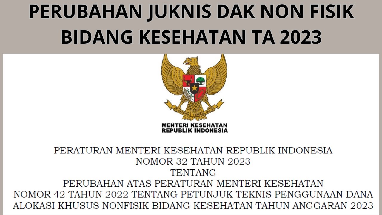 Perubahan Petunjuk Teknis DAK Non Fisik Bidang Kesehatan TA 2023 PMK 32 ...