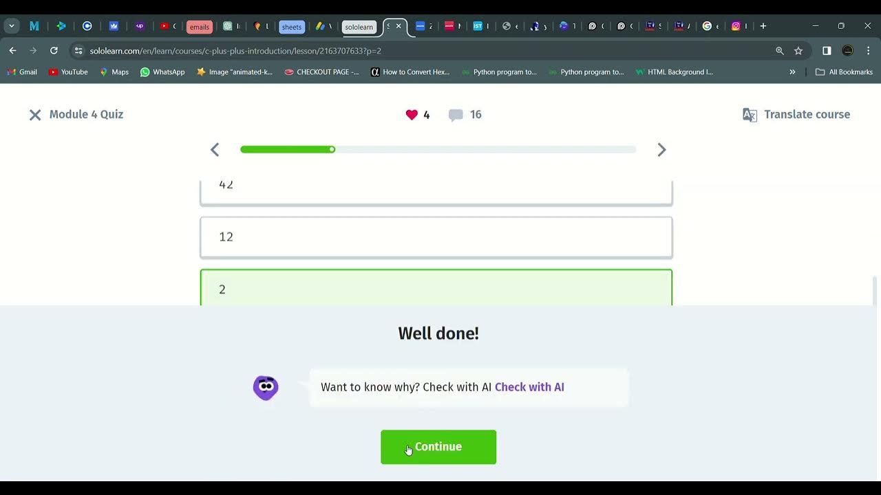 27 Module 4 Quiz Certificate Introduction To C Sololearn Youtube