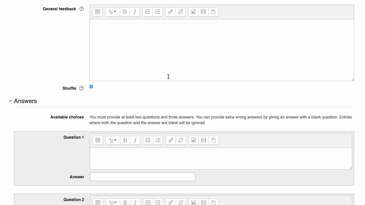 Moodle Quizzes - Matching Questions - YouTube