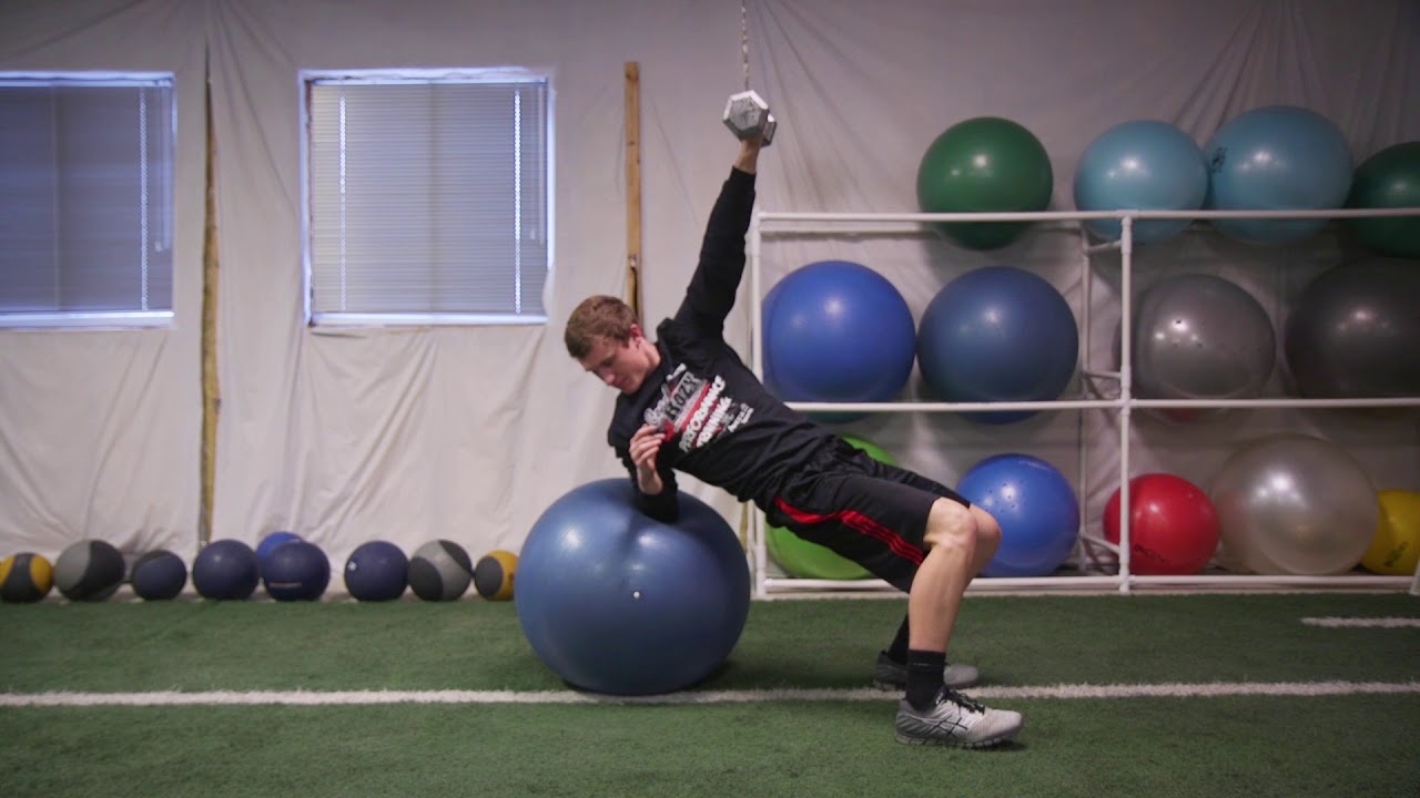 Single-Arm Stability Ball Chest Press with Rotation - YouTube