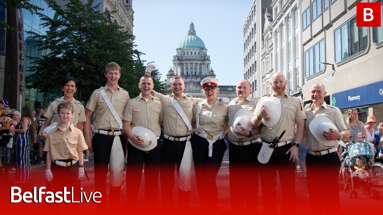 Twelfth of July celebrations take place in Belfast City Centre - YouTube