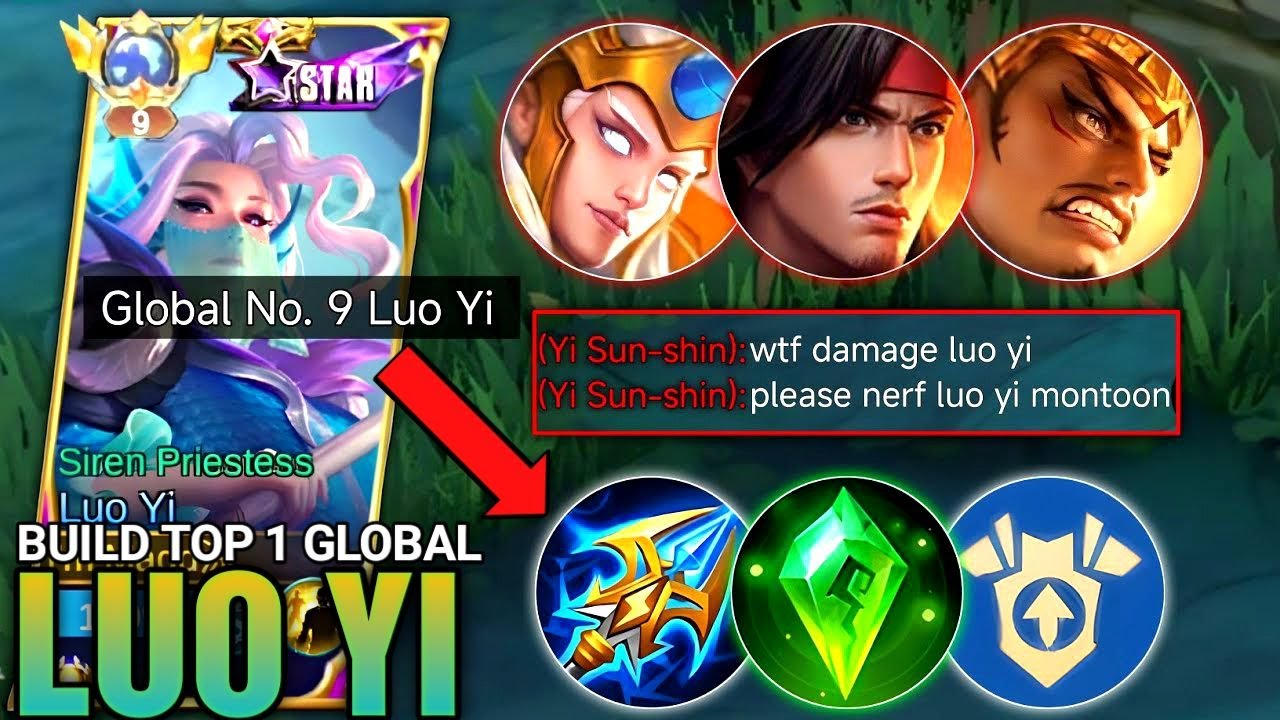 Luo Yi Best Build and Emblem In Solo Rank Gameplay 2025 | Build Top 1 ...