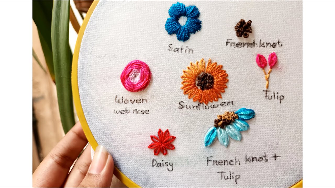 Basic Flower Embroidery Easy Tutorial for Beginners - YouTube