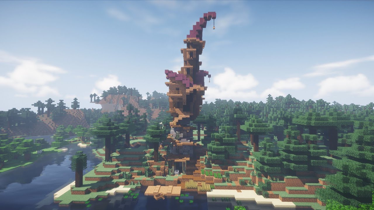 Cute Witch Tower Speed Build (How To Make Your Witch Tower In Minecraft ...