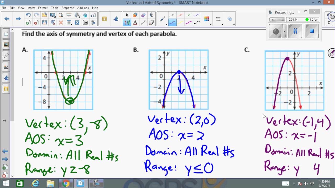 Vertex and Axis of Symmetry - YouTube