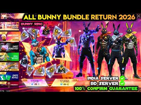 ALL BUNNY BUNDLE RETURN CONFIRM DATE 2026 | NEXT UNIVERSAL TOKEN RING EVENT FREE FIRE KAB AAYEGA