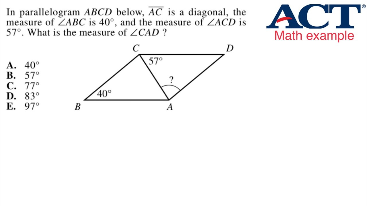 Angles example (ACT exam) - YouTube