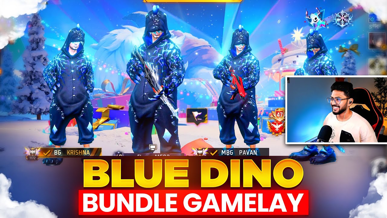 🦖 Blue Dino Bundle Squad Impossible Booyah Challenge 😨 - FreeFire ...
