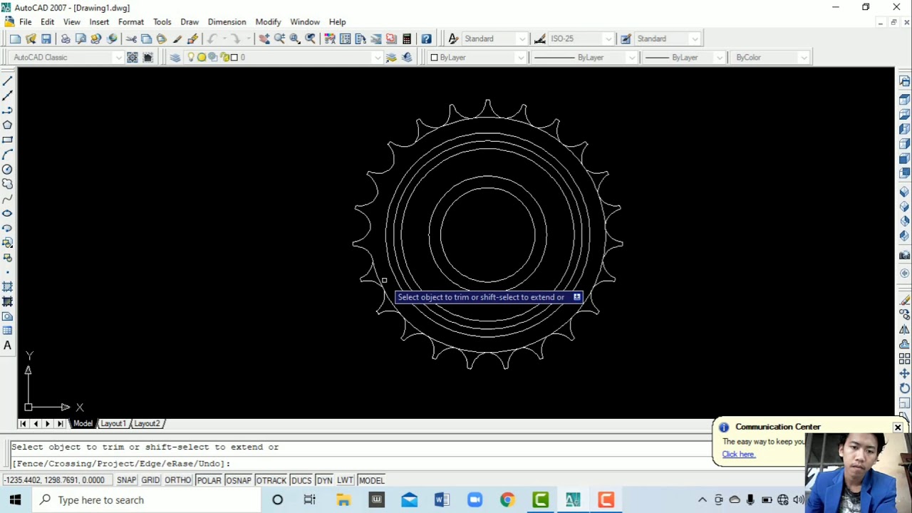 MEMBUAT GAMBAR GEAR 2D AUTOCAD 2007. - YouTube