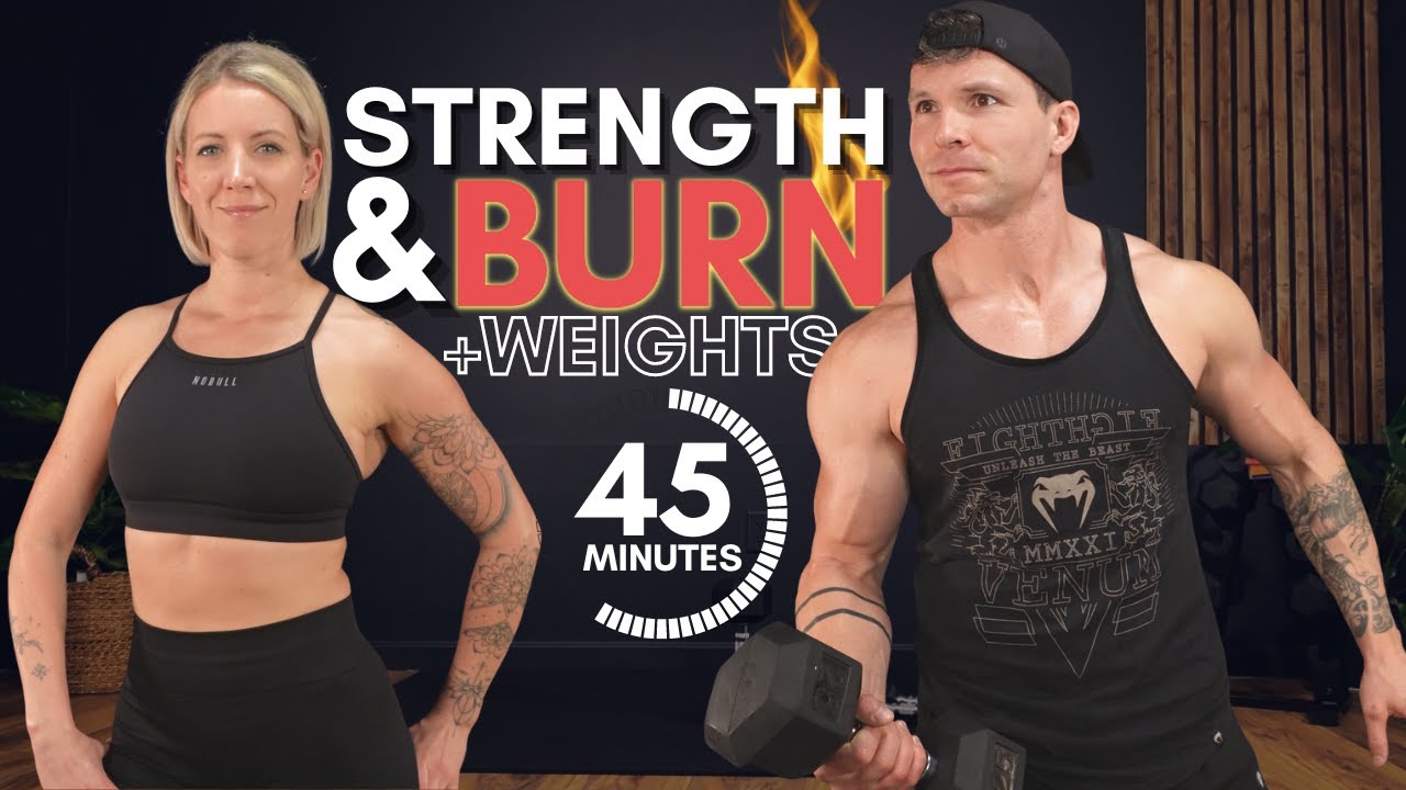 45 MIN FULL BODY POWER WORKOUT with WEIGHTS | Dumbbell Strength ...