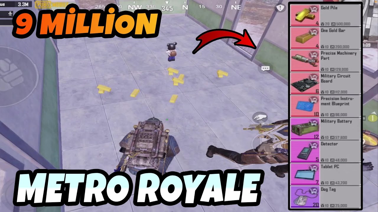9 MİLLON LOOT - 4 GOLD PİLE - METRO ROYALE CHAPTER 20 - YouTube