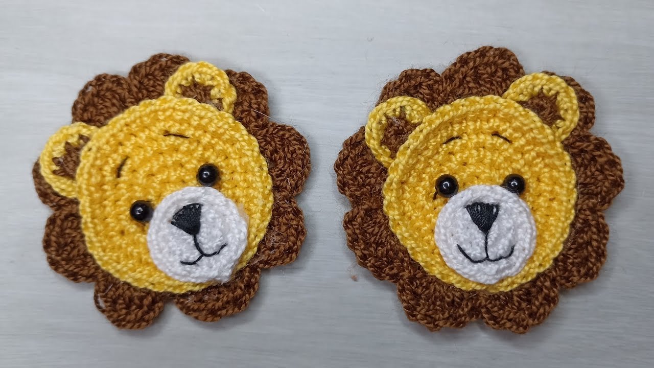 Aplique de león a crochet paso a paso - YouTube