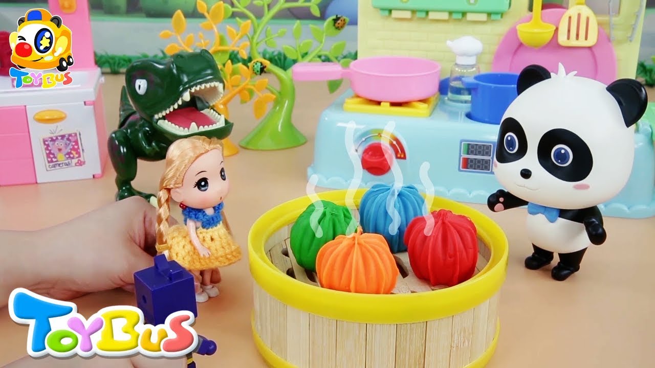 Baby Panda Makes Flower Buns | Play Doh Cooking | Panda's Cooking ...