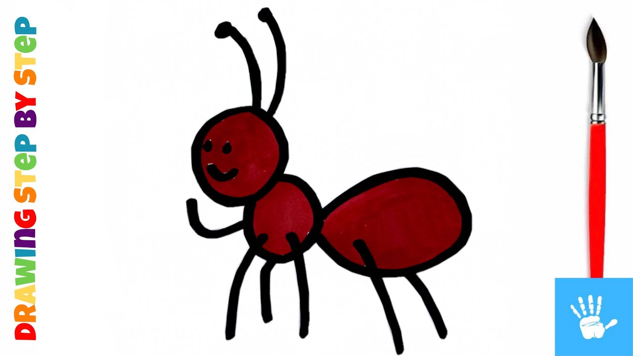 How To Draw a Cute Red Ant | рисуем красного муравья для детей ...