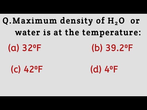 Maximum density of H2O or water is at the temperature #physicsmcqs # ...