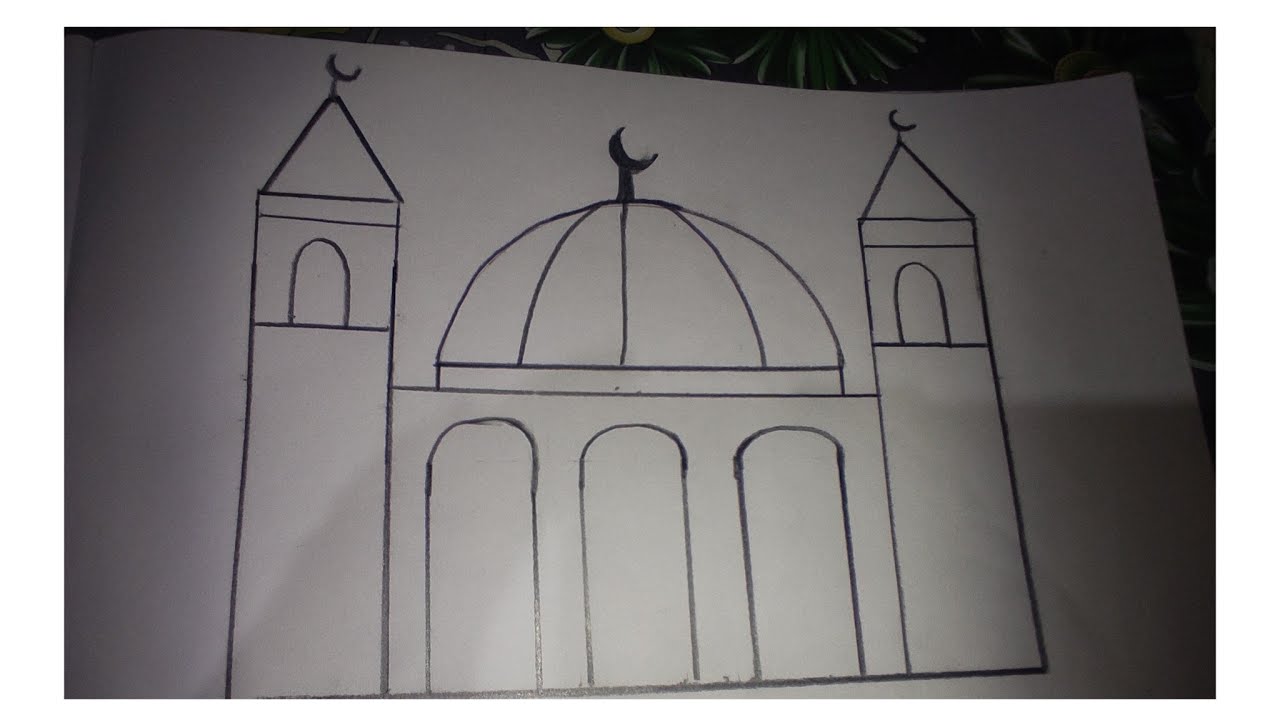 How to draw a mosque / masjid Easy Drawing /Pencils Drawing - YouTube