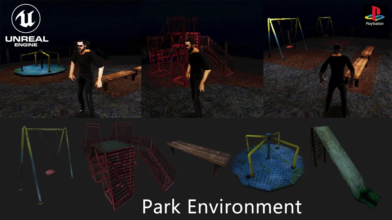 UE4 PS1 Style Game - Park Environment Time-Lapse ( Old School Horror Game ) - YouTube