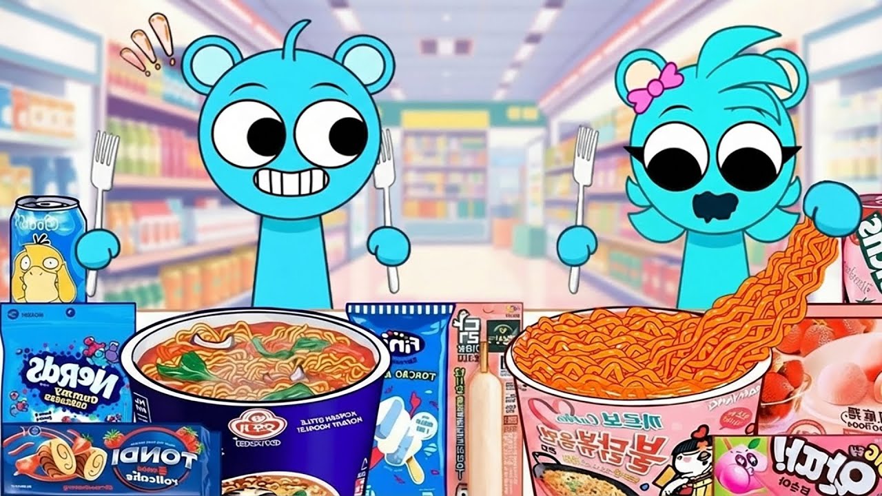 ASMR Mukbang | Funny Sky Family Chaos 🍜 Epic Convenience Store ...