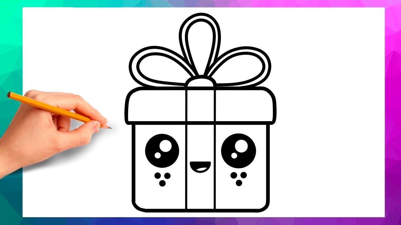 HOW TO DRAW A CUTE CHRISTMAS GIFT BOX - YouTube