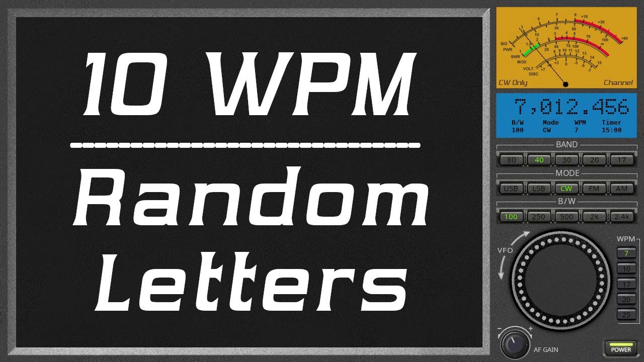 10wpm Random Letters, cw morse code training - YouTube