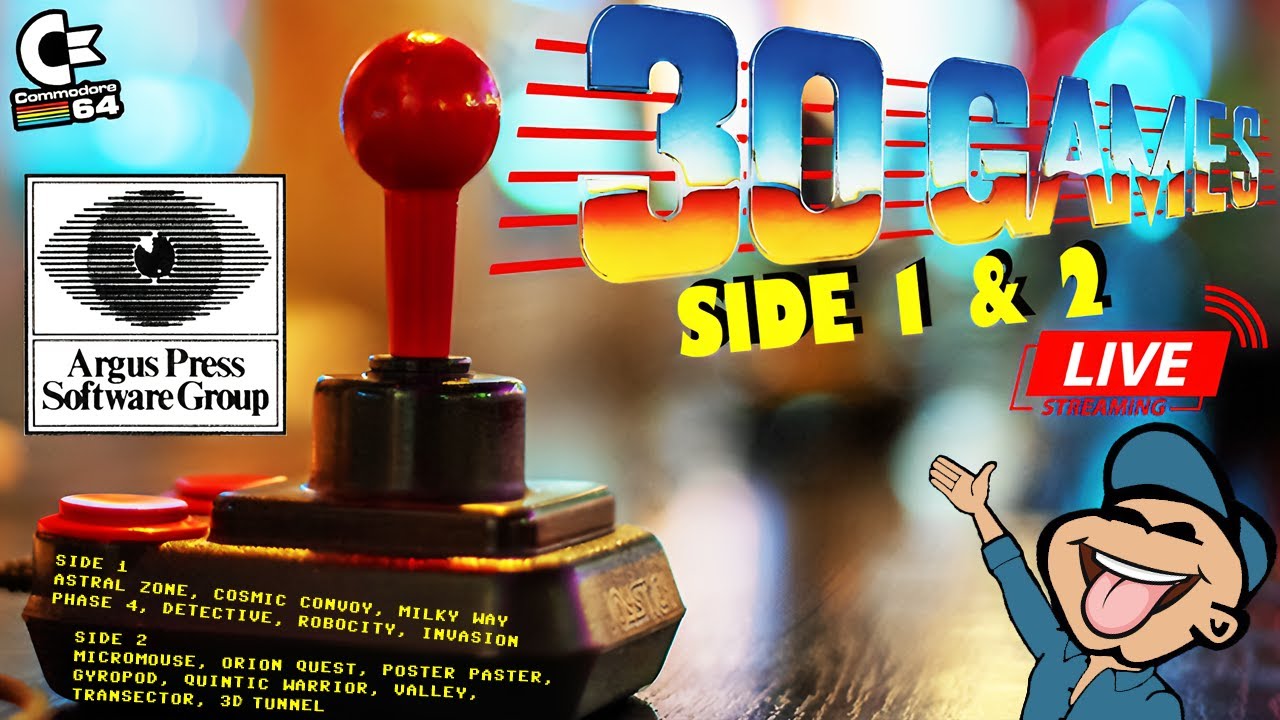 30 GAMES ARGUS PRESS (1986) SIDE 1 & 2 - COMMODORE 64 LET'S PLAY LIVE! | C64 CLASSICS - YouTube