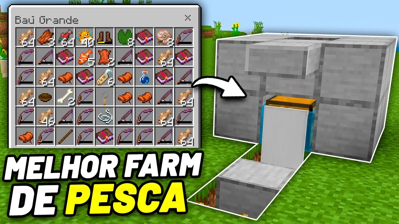 FARM de PESCA MUITO FÁCIL para MINECRAFT BEDROCK 1.21 (MCPE, Playstation, XBOX, Switch, PC ...