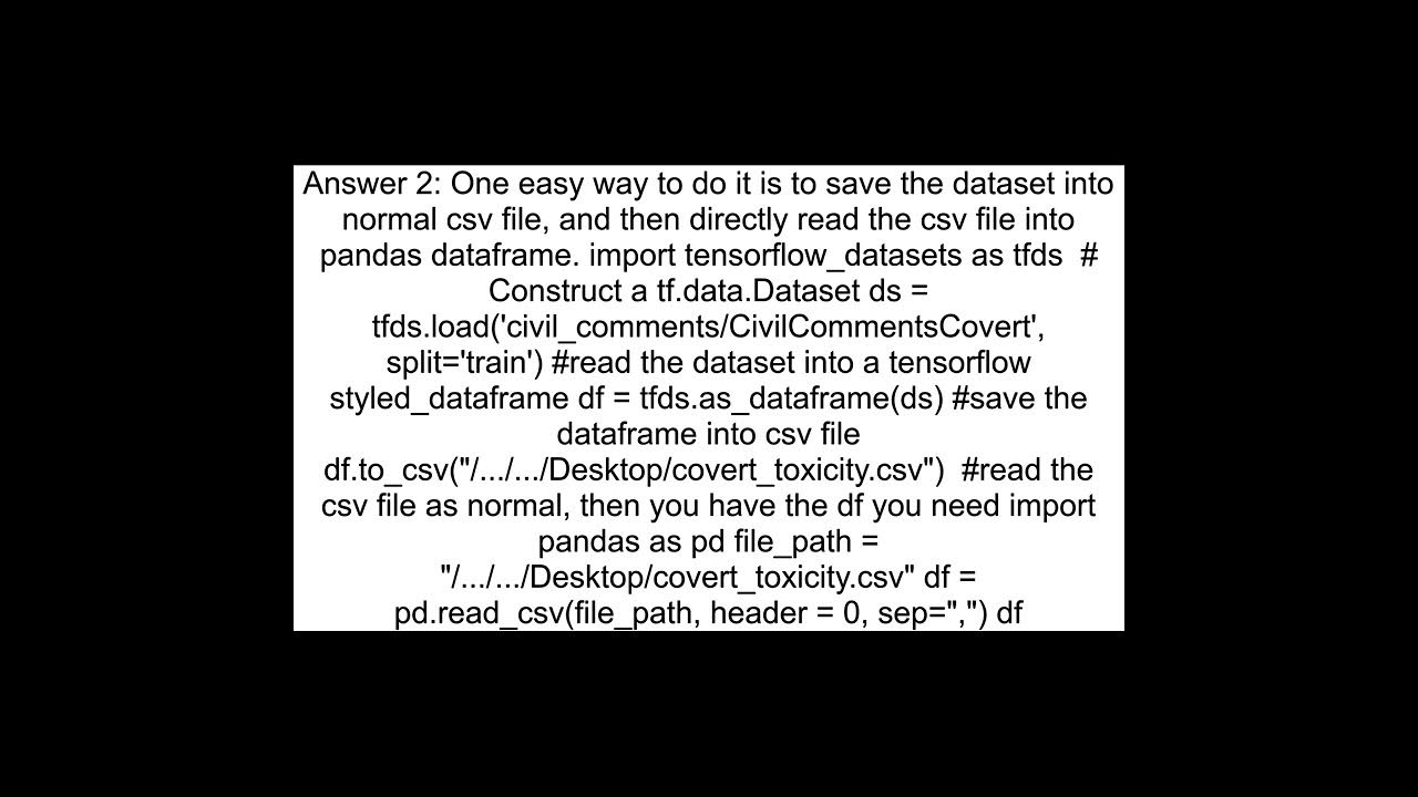 Converting tensorflow dataset to pandas dataframe - YouTube