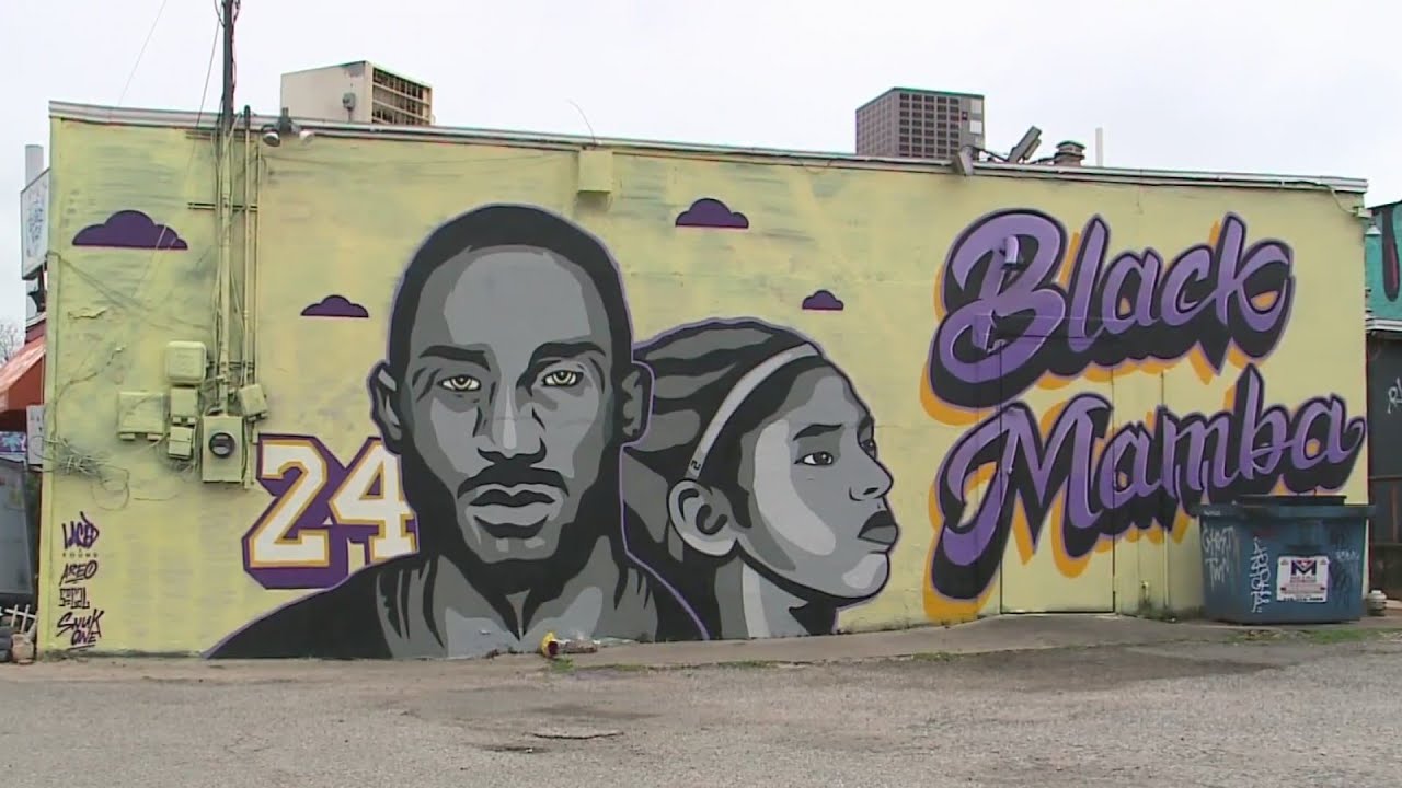 Artists behind the 'Black Mamba' Kobe Bryant tribute mural talk about ...