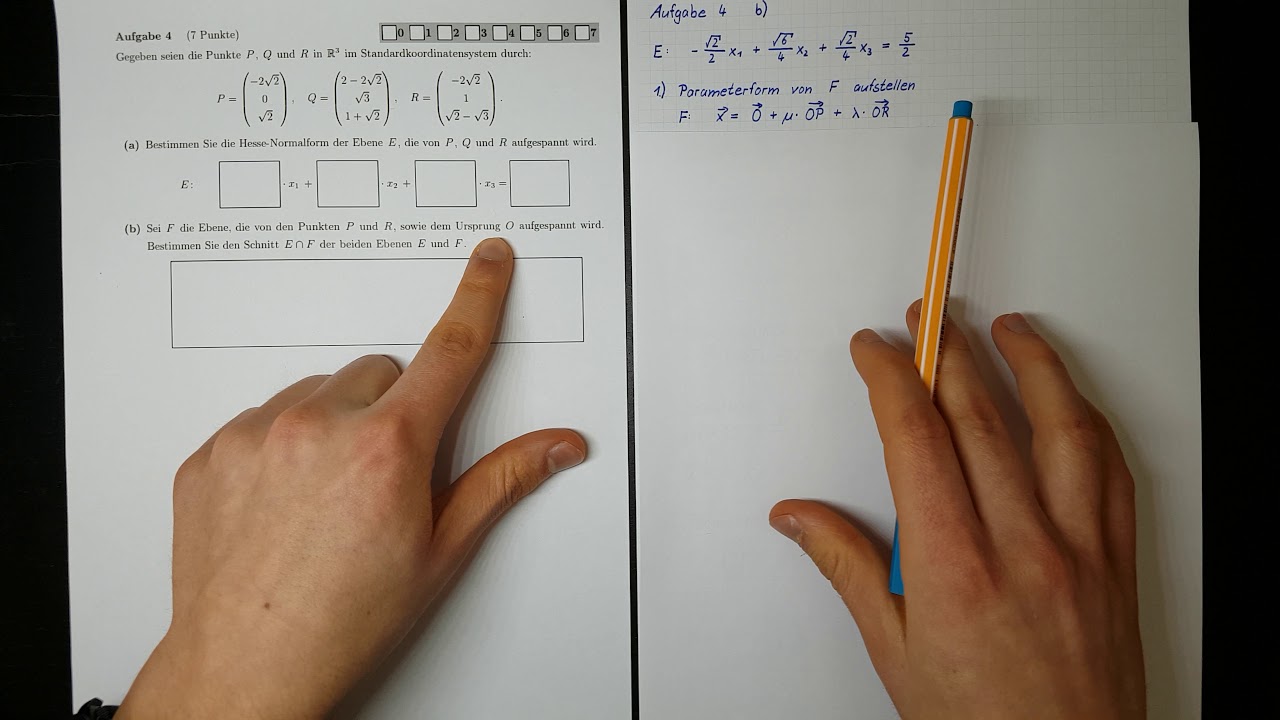 Hesse Normalform einer Ebene / Schnittgerade zweier Ebenen aufstellen ...