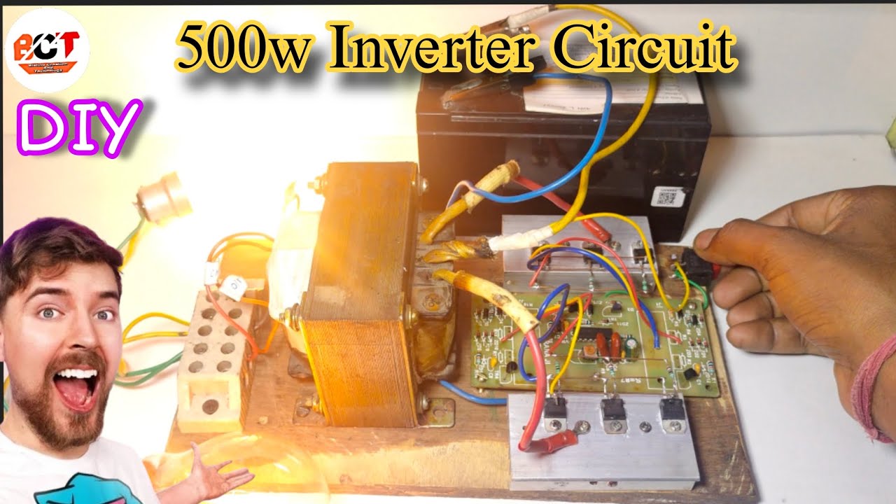 DIY 500w Powerful Inverter Circuit || Using UPS Transformer - YouTube