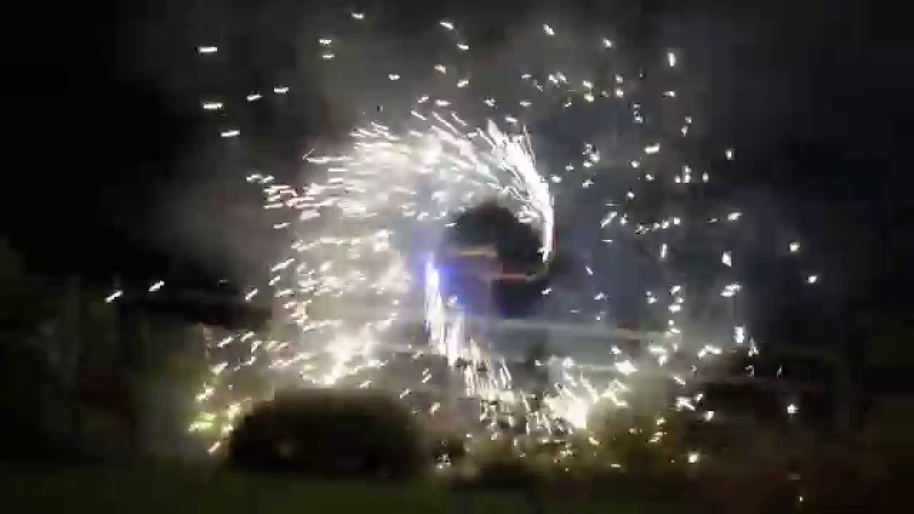 jumbo catherine wheel firework - homemade from bike wheel - YouTube