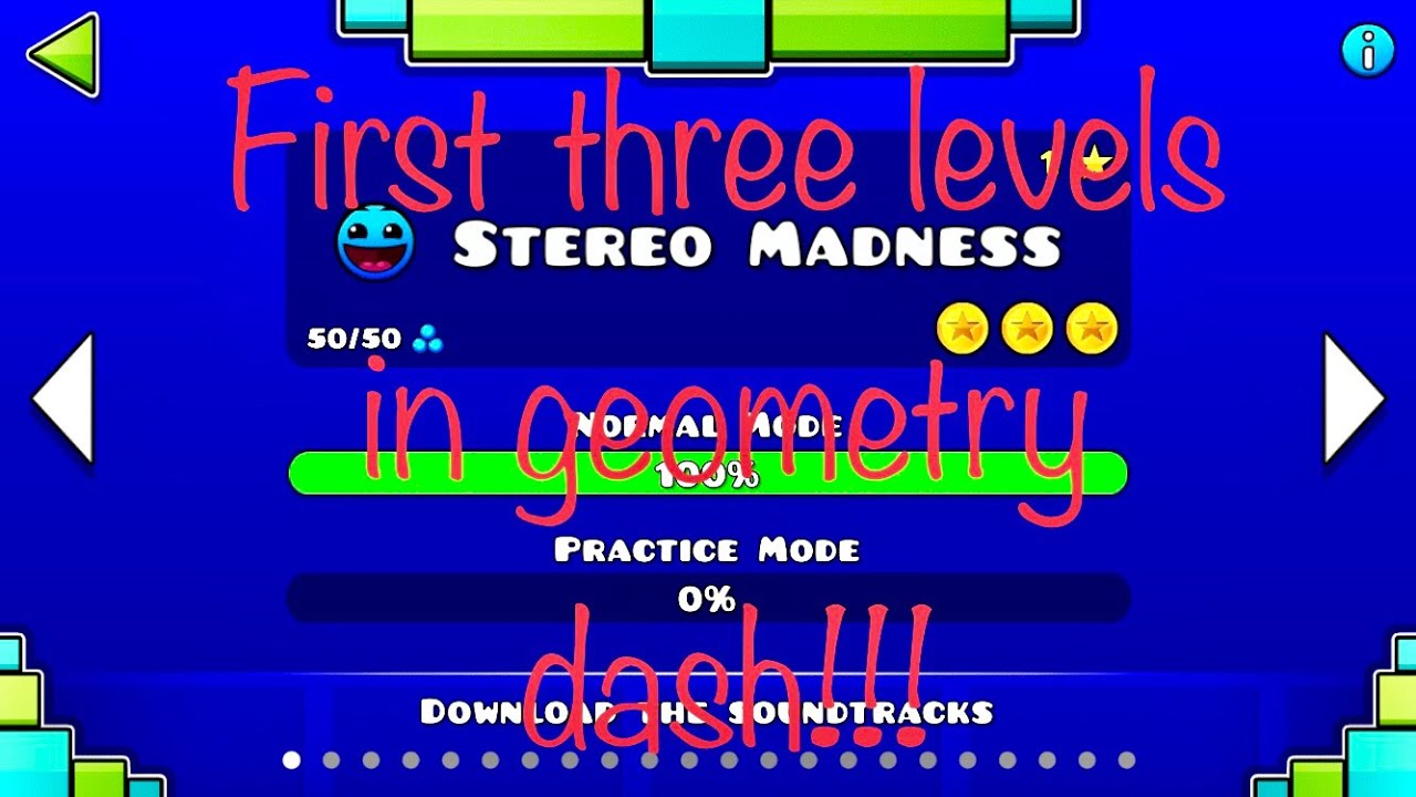 First three levels in geometry dash - YouTube