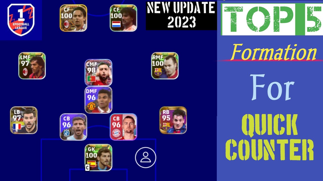 Efootball 2023 top 5 best formation for Quick Counter #efootball2023 # ...