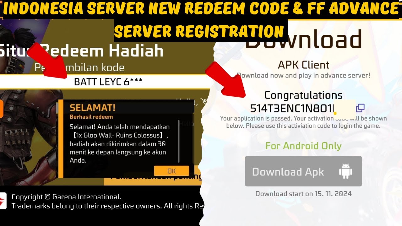 Free fire advance server registration & new redeem code 🔥 ff advance ...
