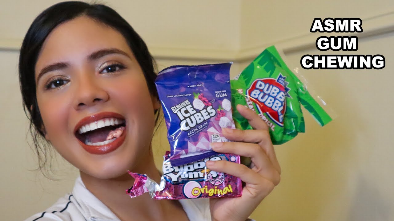 ASMR 25 Minute Gum Chewing 🍬 (smacking, tapping, blowing bubbles) - YouTube